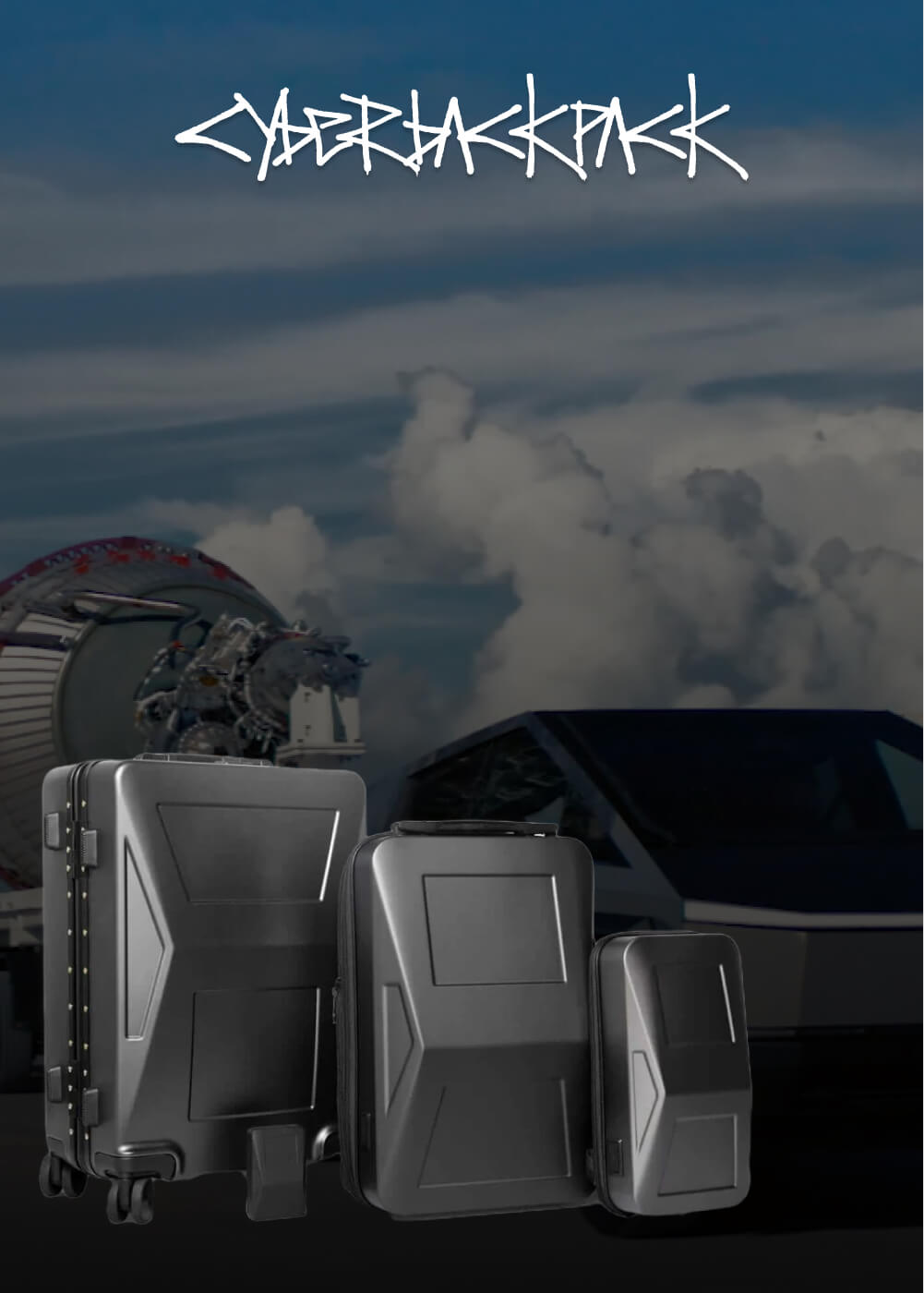 Tesla Cybertruck-Inspired Backpacks, Luggage, and Travel Accessories